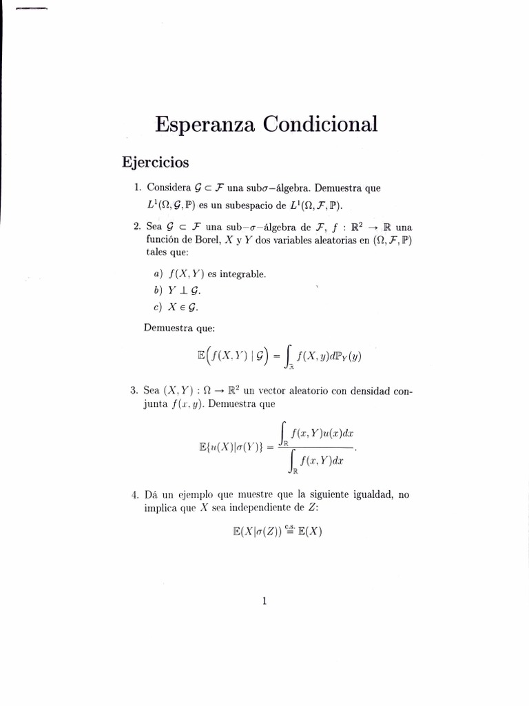 Ejercicios sobre Esperanza Condicional | PDF