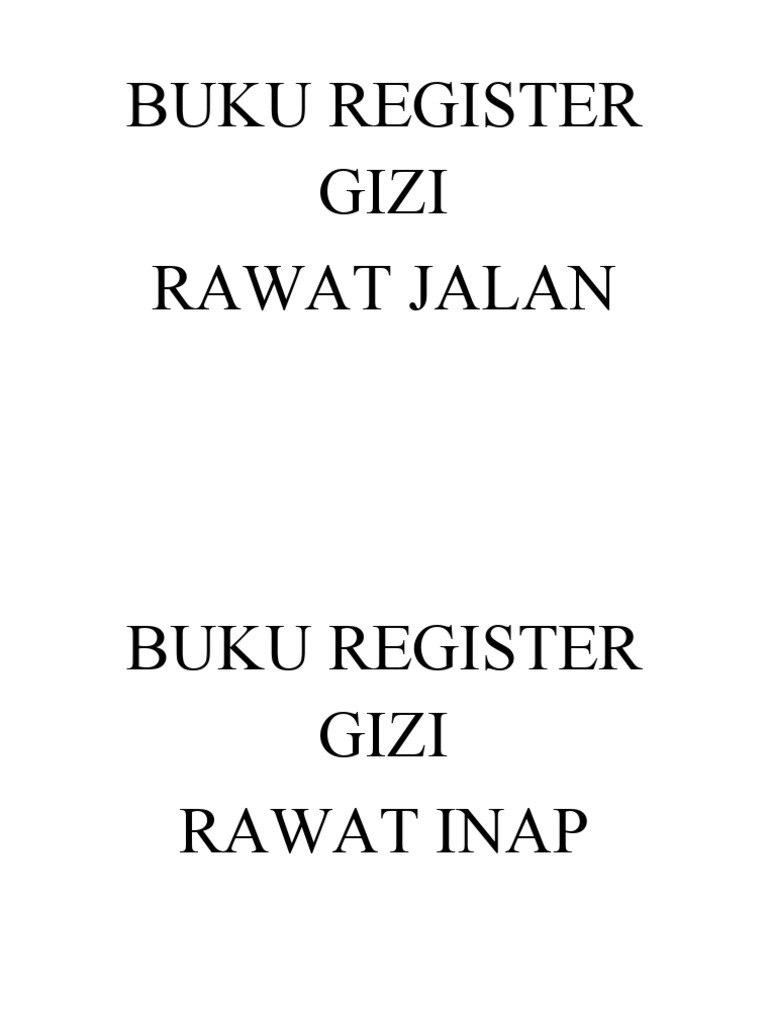 Buku Register Gizi Rawat Jalan dan Inap | PDF