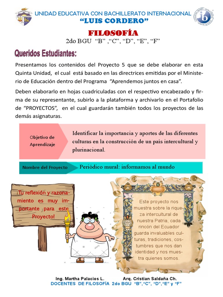 FILOSOFIA 2do BGU - PROYECTO 5 Unidad 5 | PDF