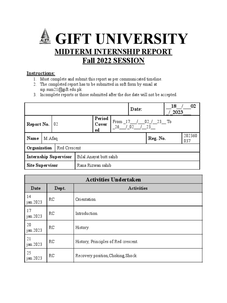 Student Internship Report Guide | PDF | Learning | Behavior Modification