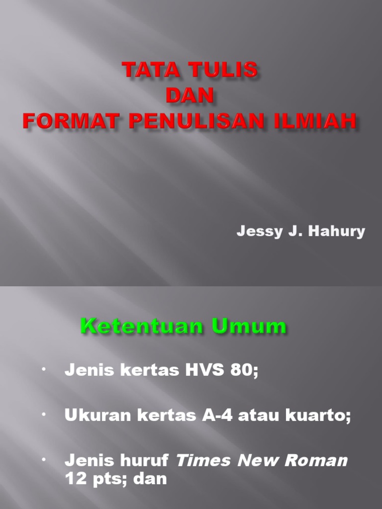 Tata Tulis Dan Format Penulisan ILmiah | PDF