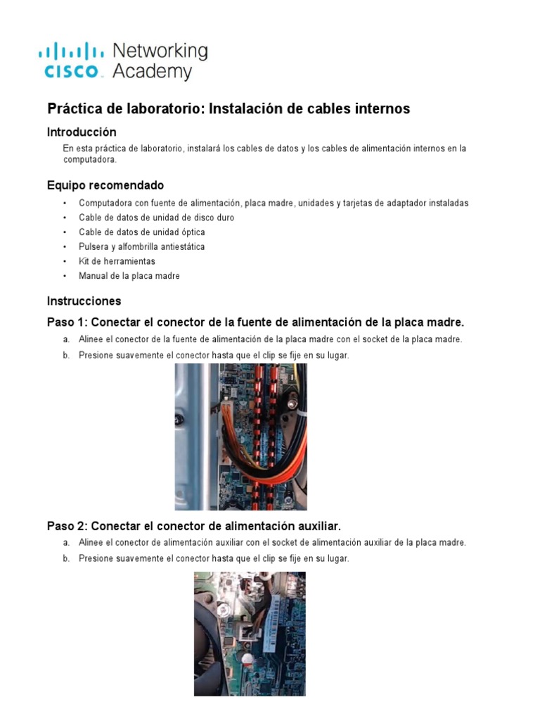 2.1.7.4 Lab - Install Internal Cables | PDF | Ingenieria Eléctrica | Equipo