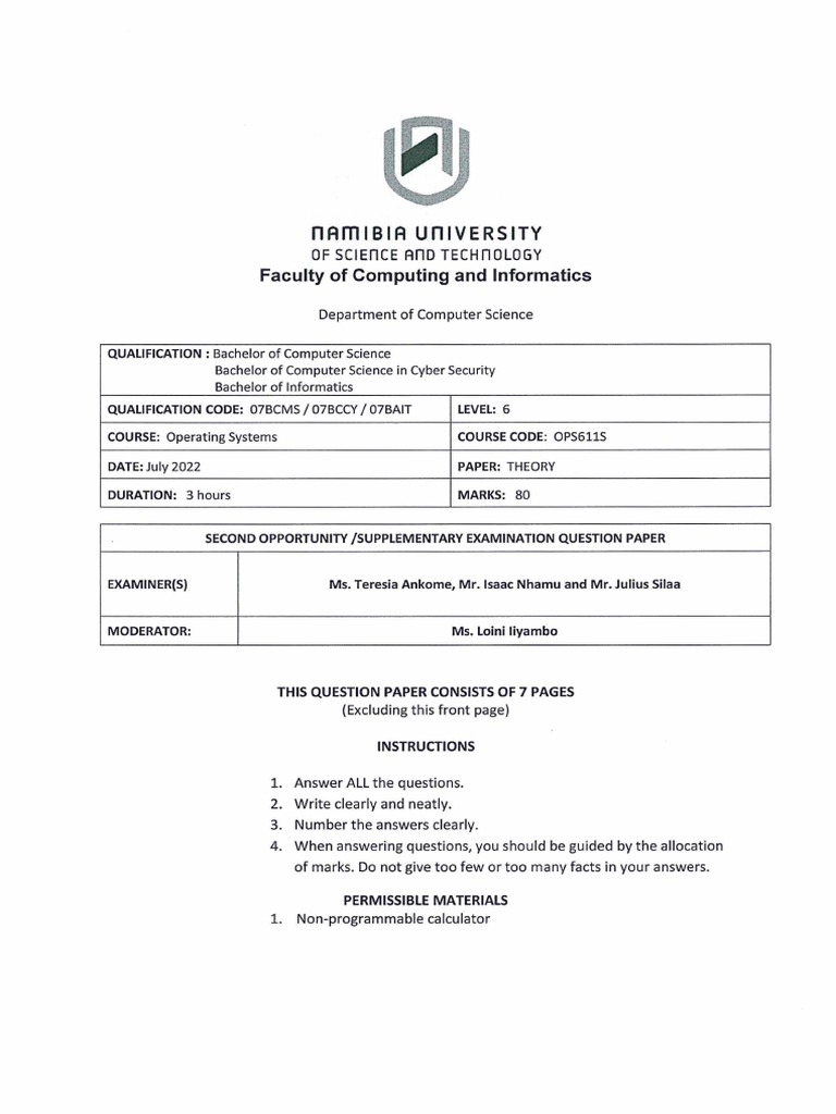 Ops611s - Operating Systems - 2ND Opp - July 2022 | PDF | Computer Data Storage | Computer File