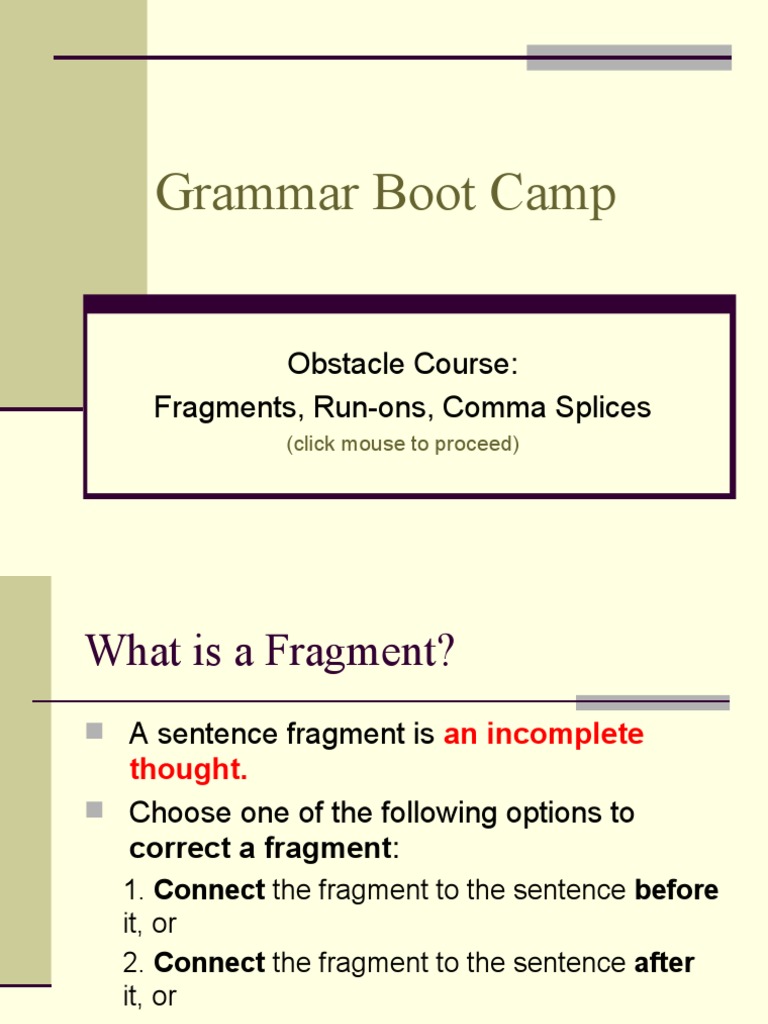 Fixing Fragments and Run-ons | PDF
