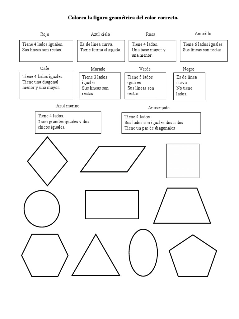 Colorea La Figura Geométrica Del Color Correcto | PDF