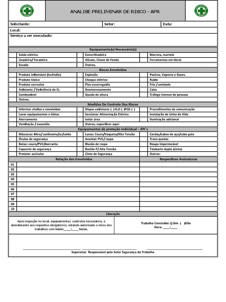 Analise Preliminar de Riscos - APR | PDF Analise Preliminar de Riscos - APR | PDF