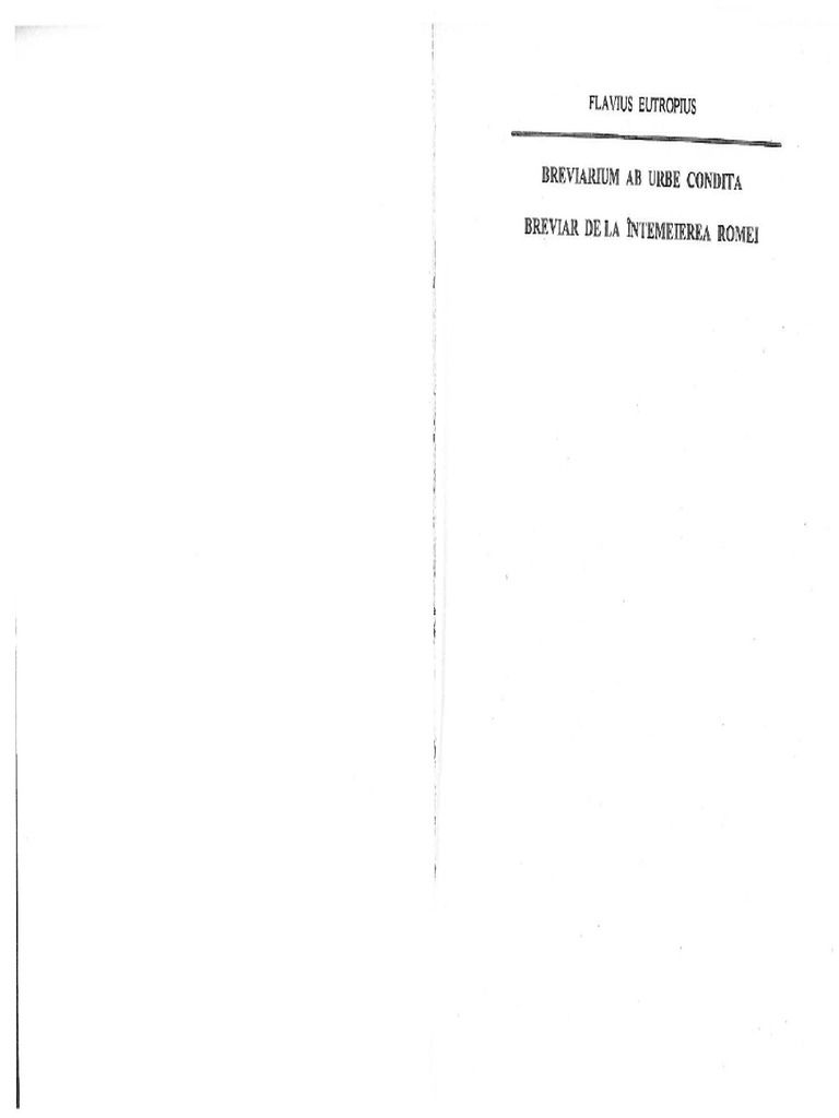 Eutropius Breviar de La Intemeierea Romei - Opt | PDF