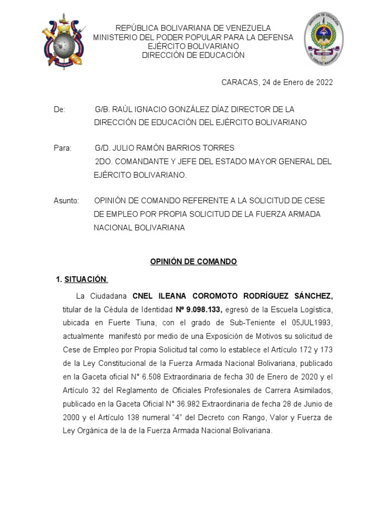 Formatos Opinion de Comando para Oficiales (2) 2022 | PDF | Oficial general | Oficial (Fuerzas ...