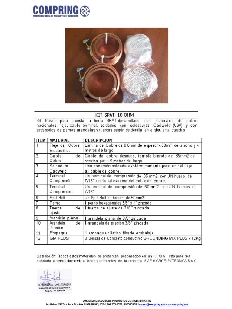 Data Sheet Kit Spat 10 Ohm | PDF | Electricidad | Materiales