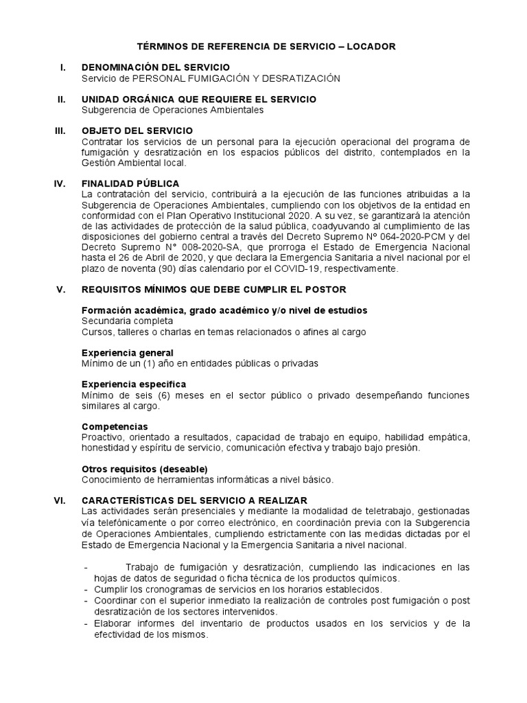 Servicio de Fumigación y Desratización | PDF