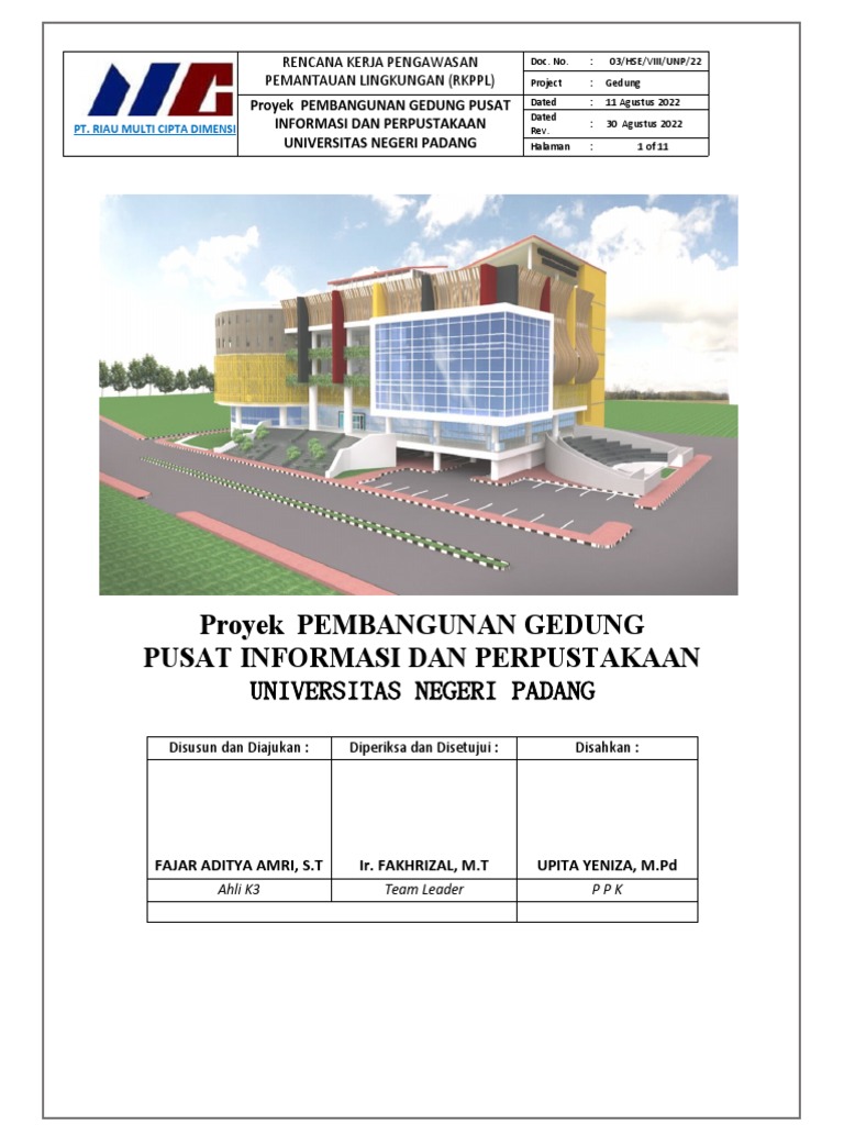 Rencana Kerja Pengelolaan Lingkungan UNP MK | PDF