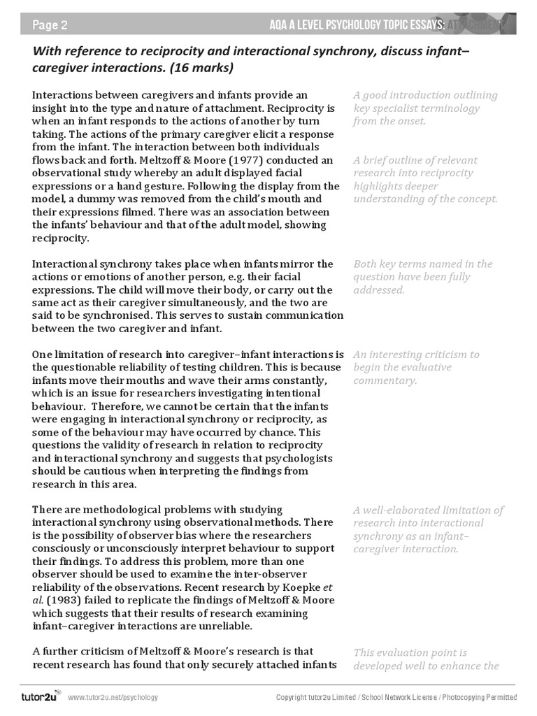 With Reference To Reciprocity and Interactional Synchrony, Discuss ...