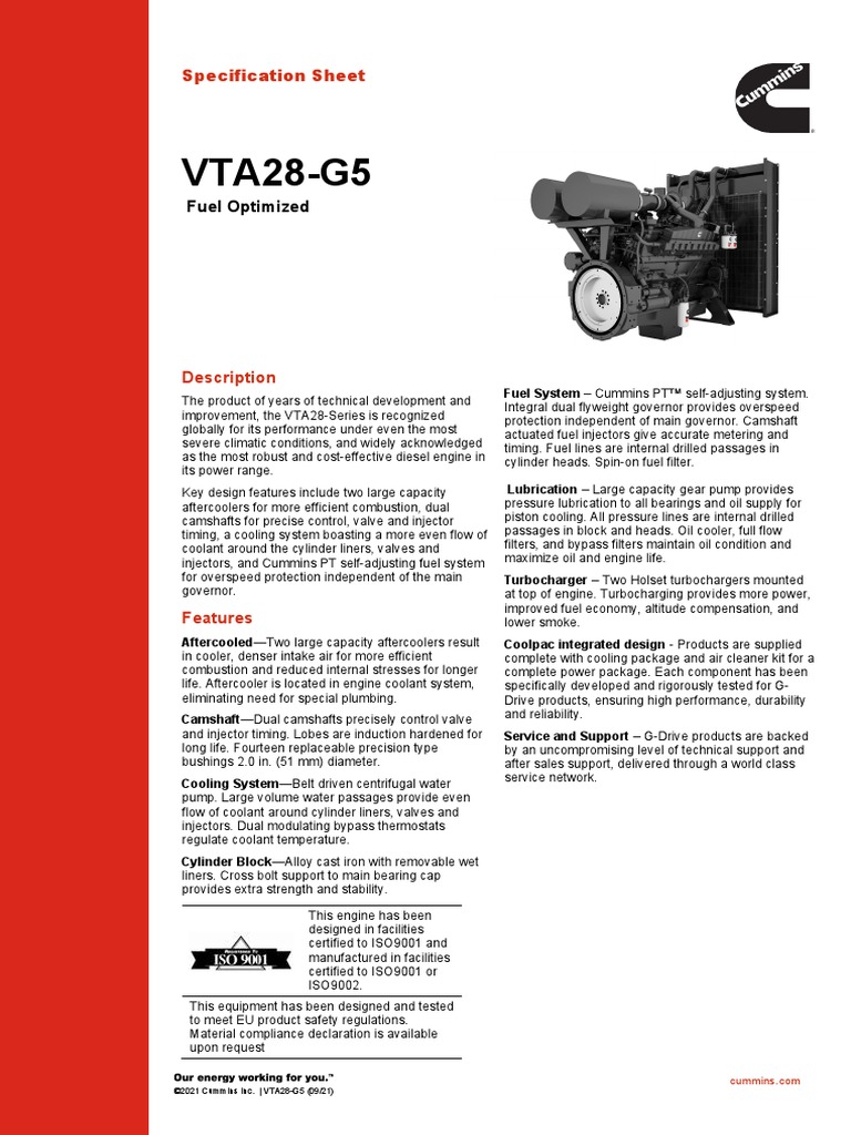 VTA28-G5: Fuel Optimized | PDF | Engines | Fuel Injection