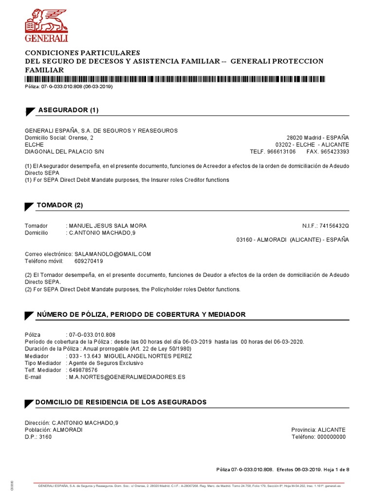 Condiciones Seguro Decesos PDF | PDF | Seguro | Reaseguro