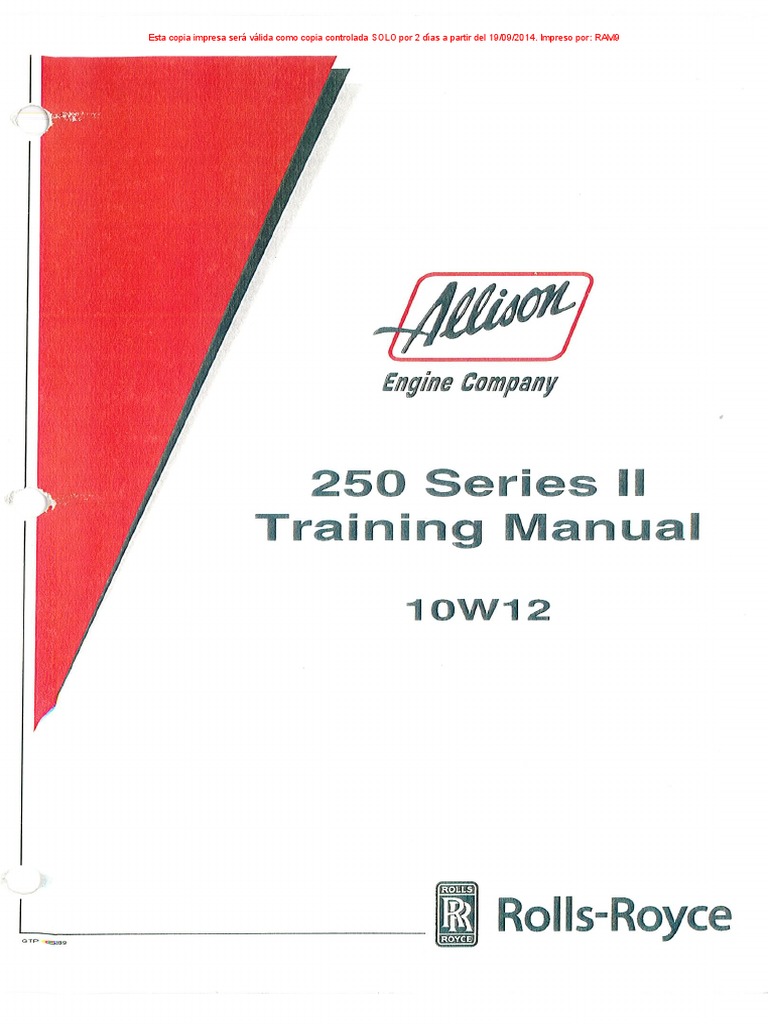 Motor Allison 250 Series Ii Training Manual 10W12 PDF | PDF