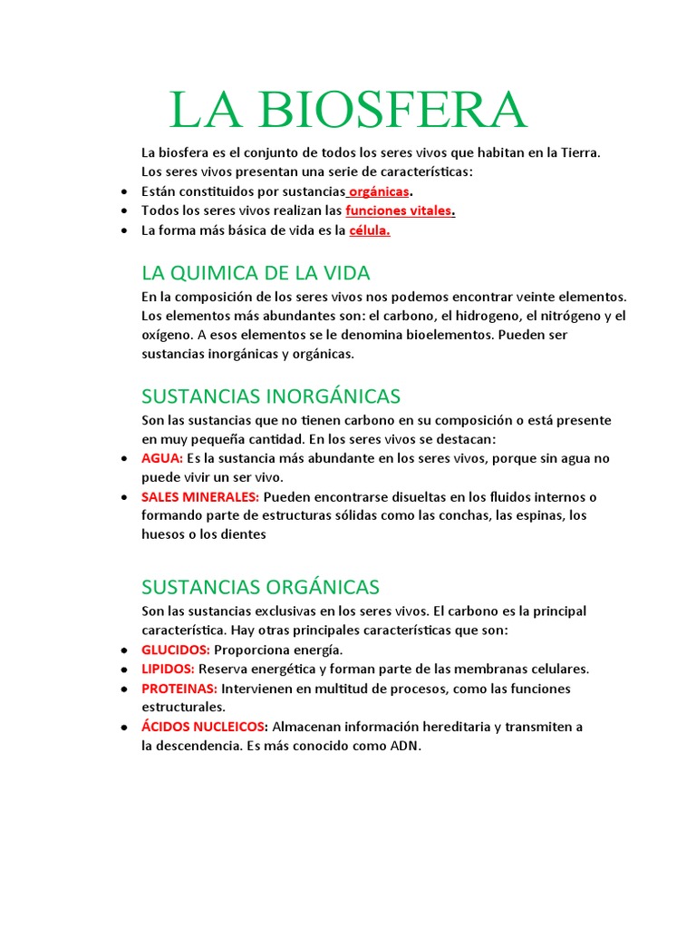 La Biosfera | PDF | Biología Celular) | Organismos