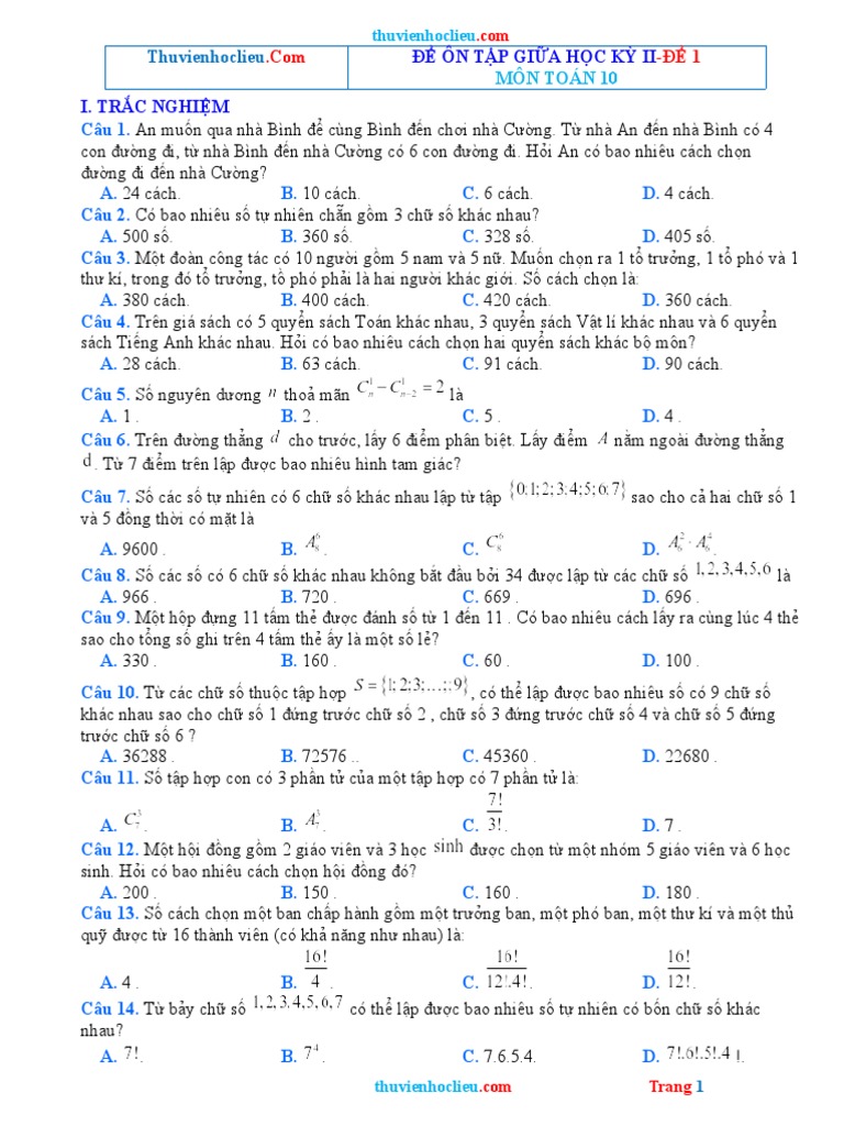 Bo de Thi Giua HK2 Toan 10 Canh Dieu | PDF