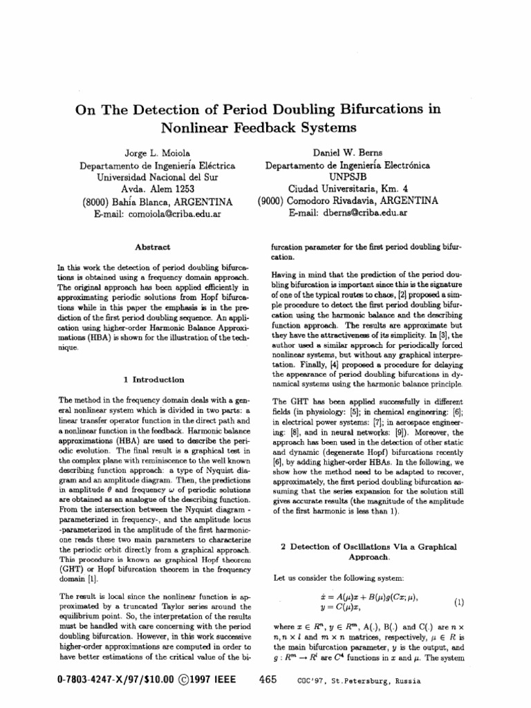 On The Detection of Period Doubling Bifurcation | PDF | Nonlinear System | Oscillation
