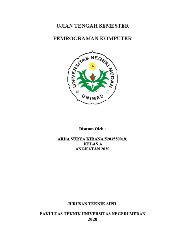 Uts Pemrograman Komputer Ardasuryakirana T S A 2020 | PDF