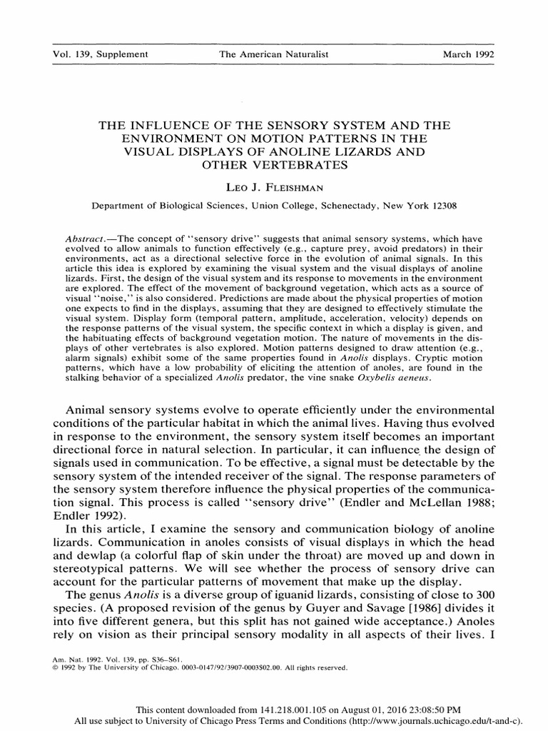 Fleishman1992 - THE INFLUENCE OF THE SENSORY SYSTEM AND THE ENVIRONMENT ...