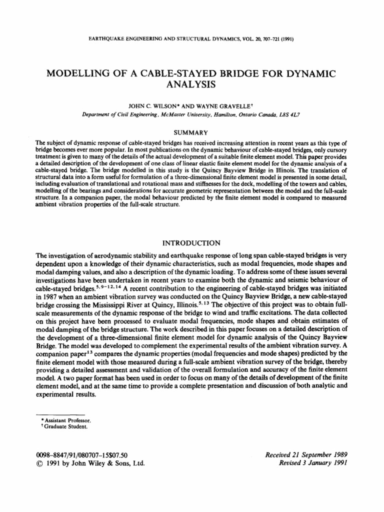 Modelling of A Cable-Stayed Bridge For Dynamic | PDF | Young's Modulus ...