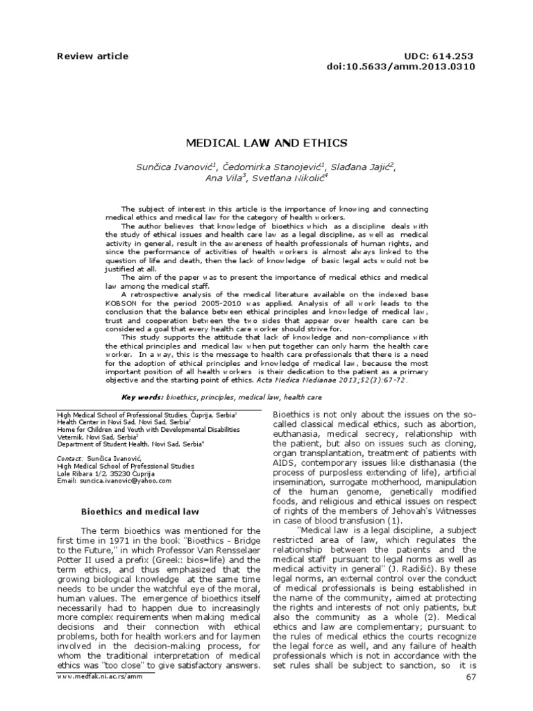 Medical Law and Ethics | PDF | Informed Consent | Autonomy