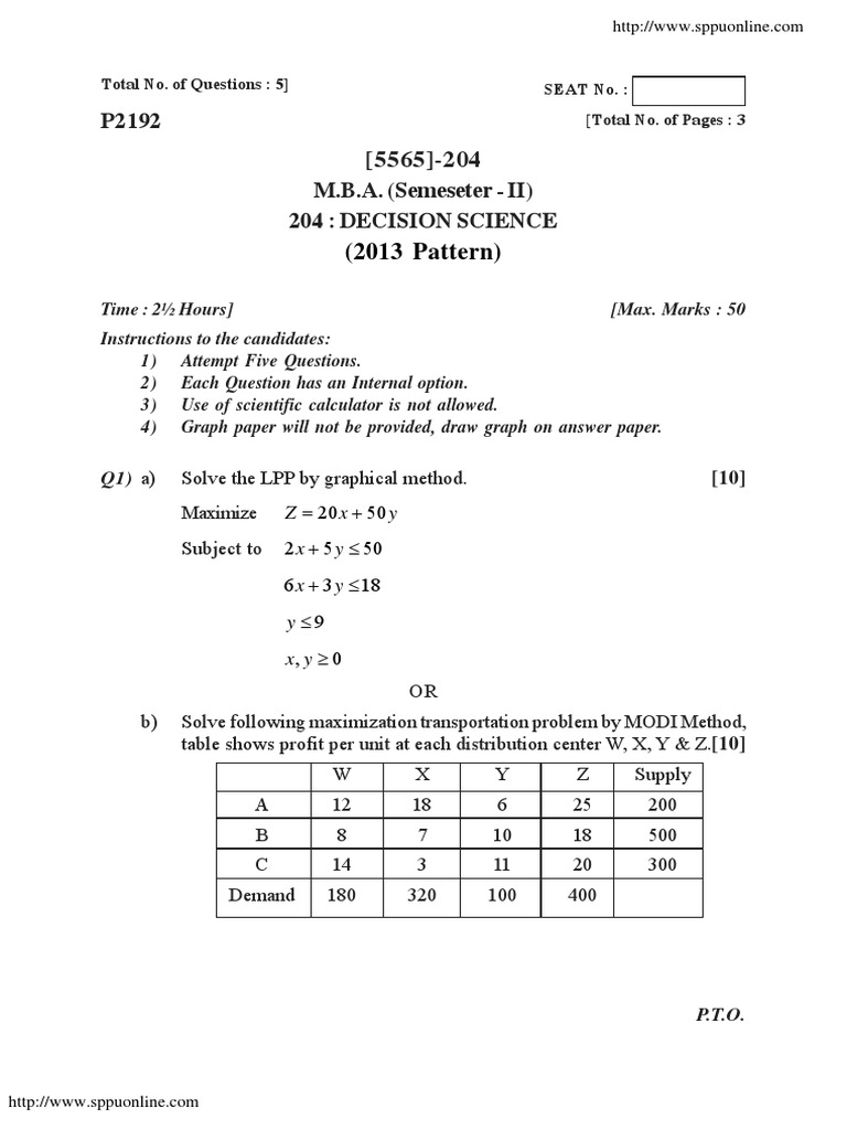 Mba 2 Sem Decision Science p13 Jun 2019 | PDF | Theoretical Computer ...