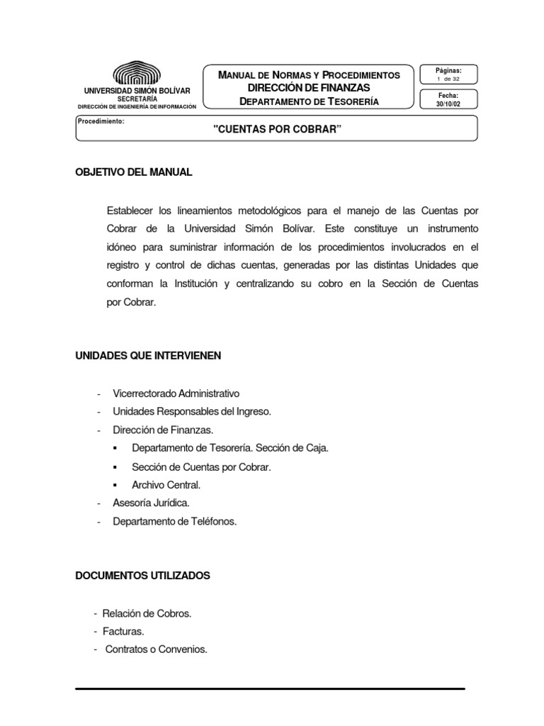 Procedimientos CXC | PDF | Cheque | Contabilidad