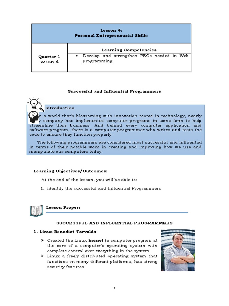 Computer 10 New Week 4 | PDF | Programmer | Linux