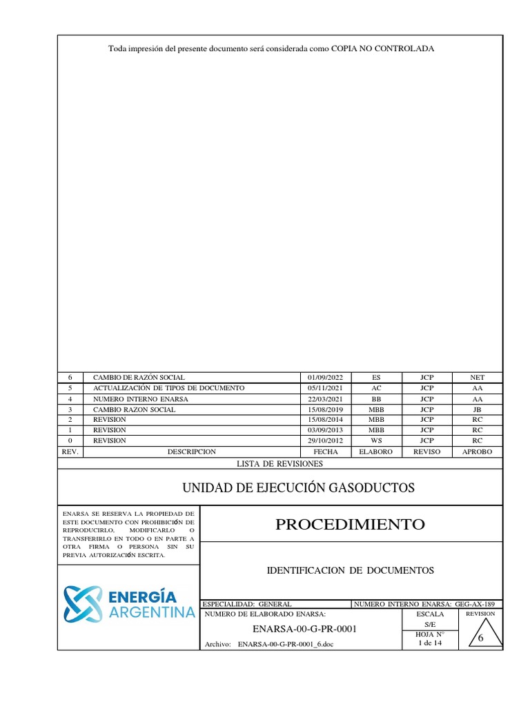 Enarsa-00-G-Pr-0001 - 6 - Identificación de Documentos PDF | PDF