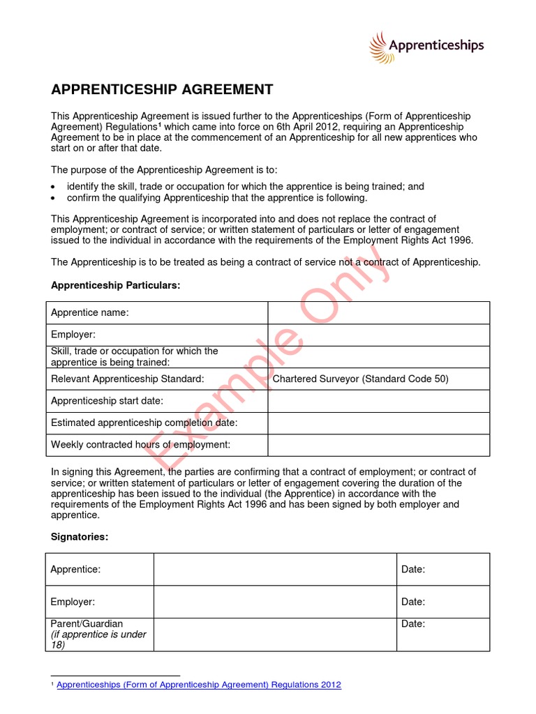 Example Apprenticeship Agreement PDF | PDF
