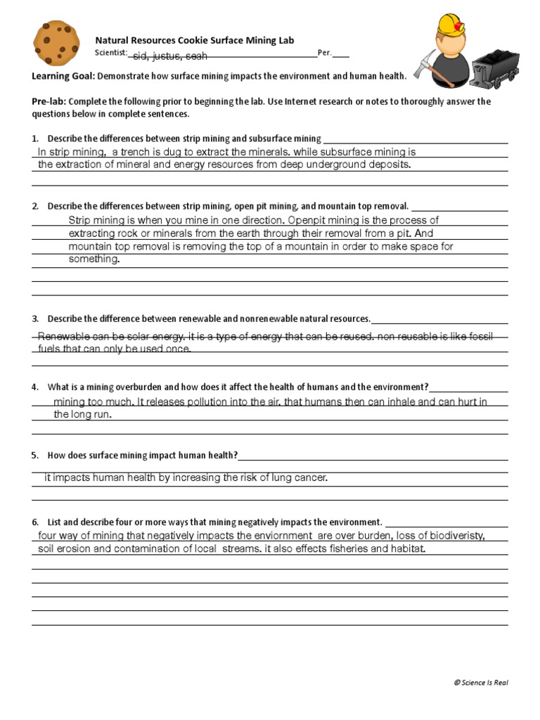 Cookie Mining Student Lab Sheet Handout | PDF | Surface Mining | Mining