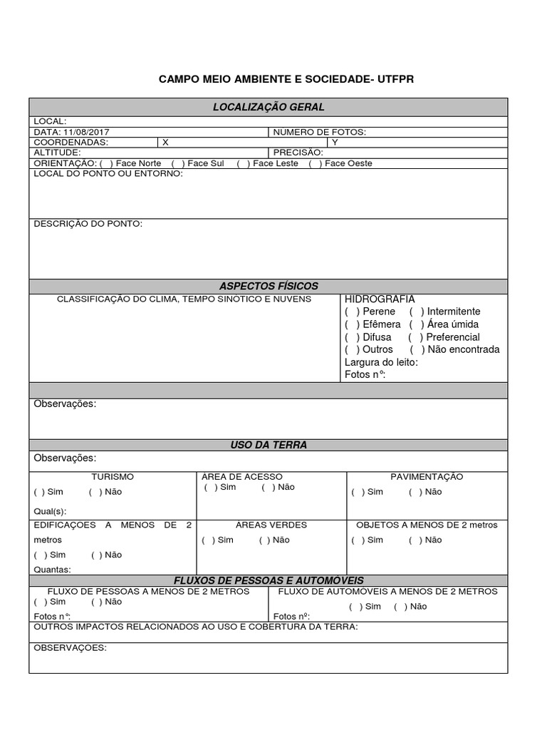 Ficha de Campo | PDF