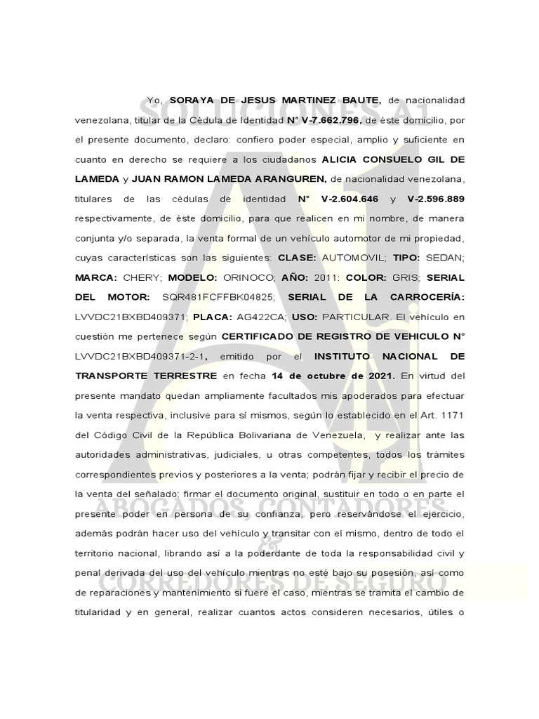 Poder Especial de Venta | PDF