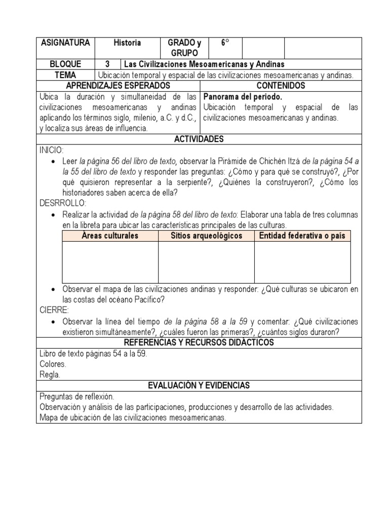 Enero - 6to Grado Historia (2022-2023) | PDF | Mesoamérica ...