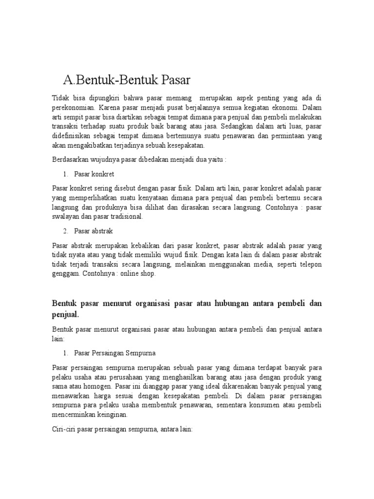 Bentuk-Bentuk Pasar - Okta | PDF
