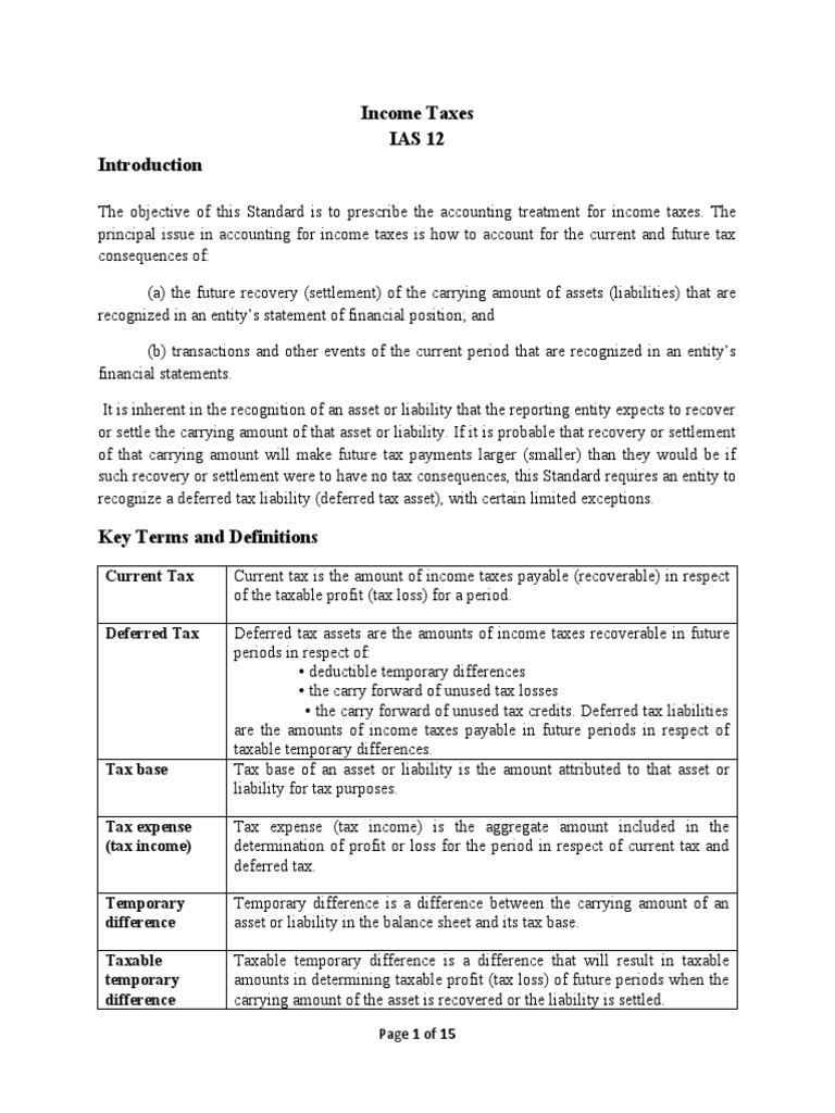 Income Taxes (IAS 12) | PDF | Deferred Tax | Tax Deduction