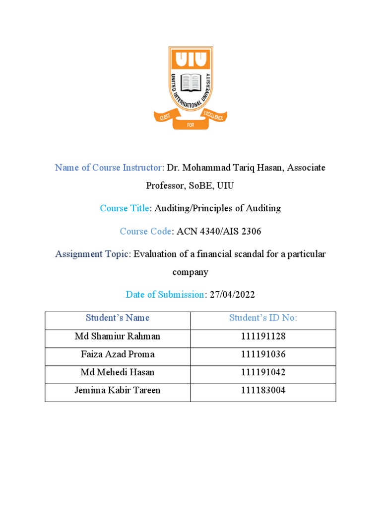 Auditing Group Assignment | PDF | Audit | Accounting