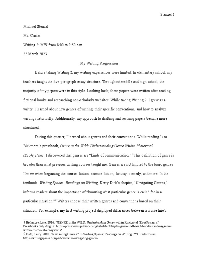 Metacognitive Reflection For Writing 2 Portfolio | PDF | Rhetoric | Genre