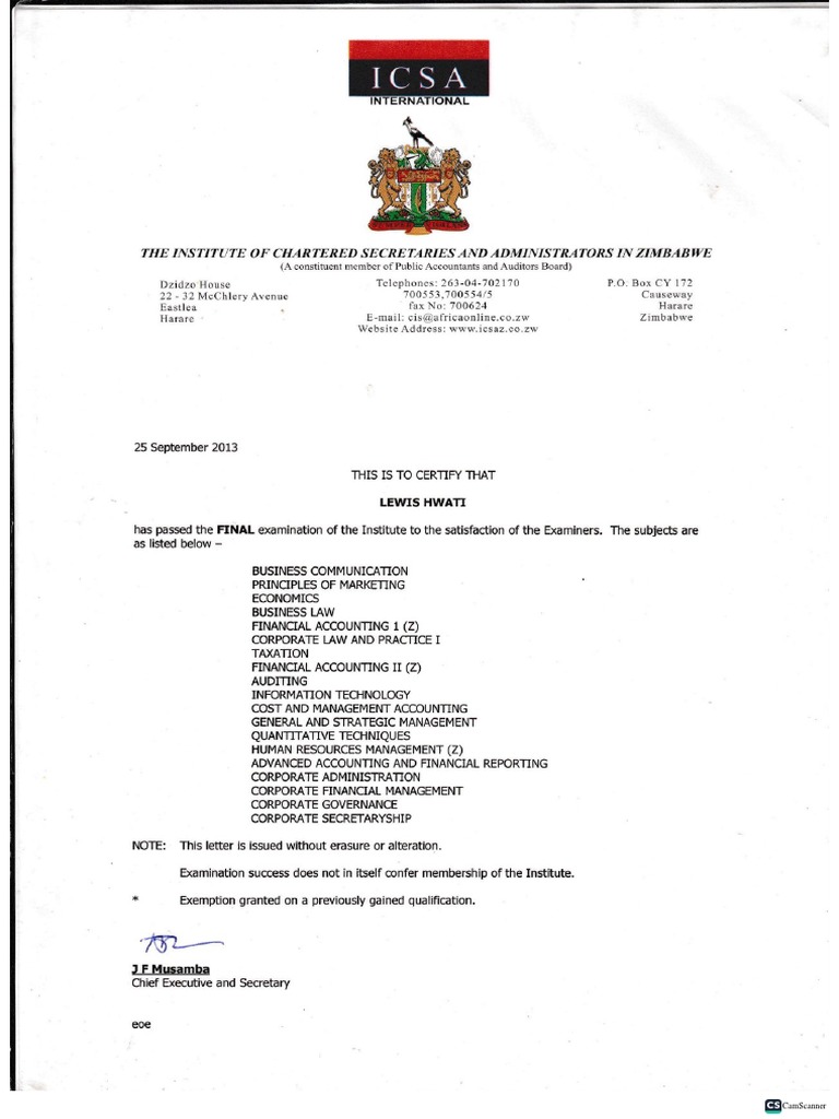 Academic Transcript From Awarding Institution PDF | PDF