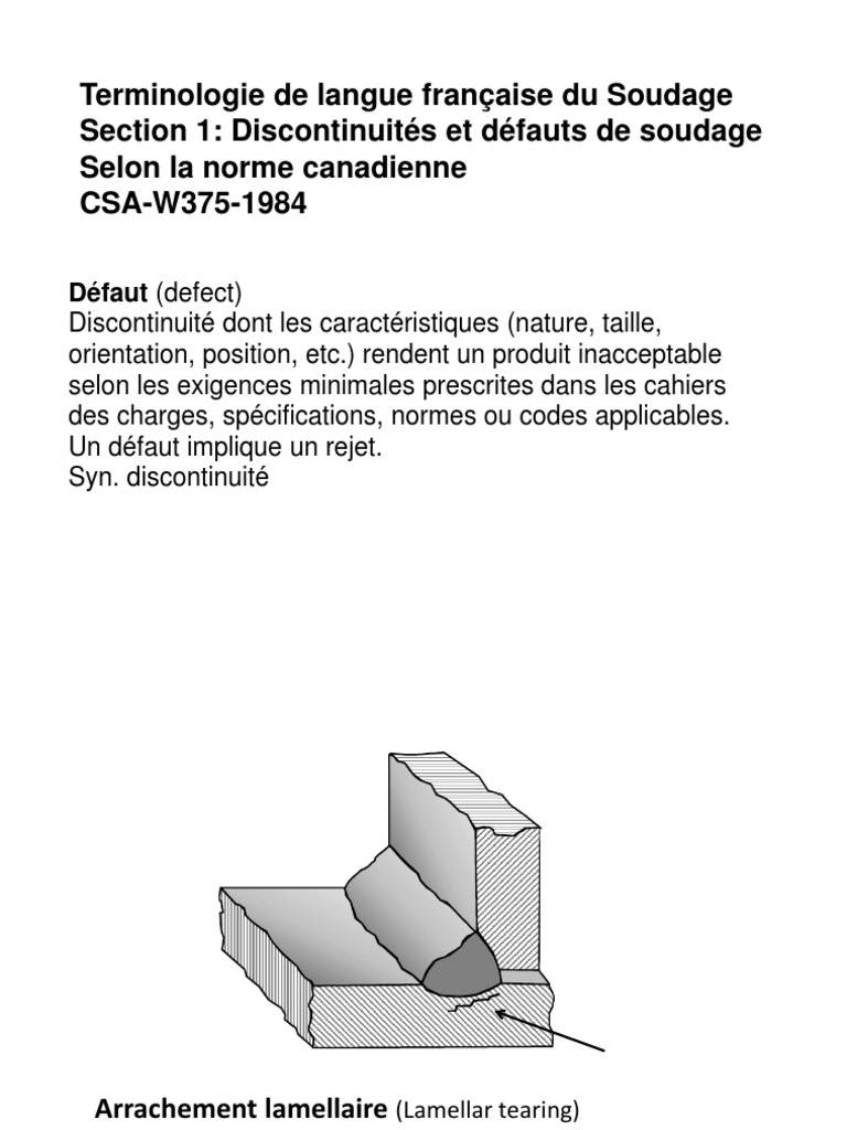 CSA W375-Defauts Soudage Terminologie | PDF | Construction | Soudage
