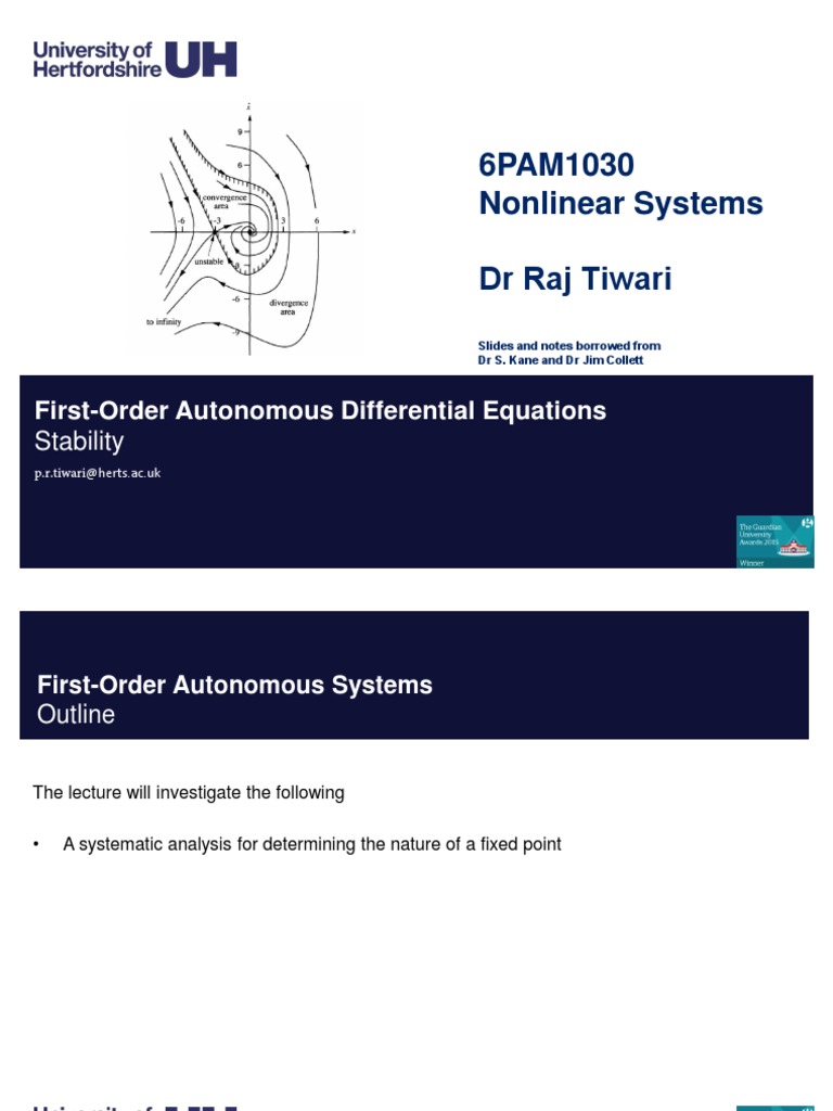 Lecture 3 - 1D Autonomous Differential Equations Stability (WS) PDF ...