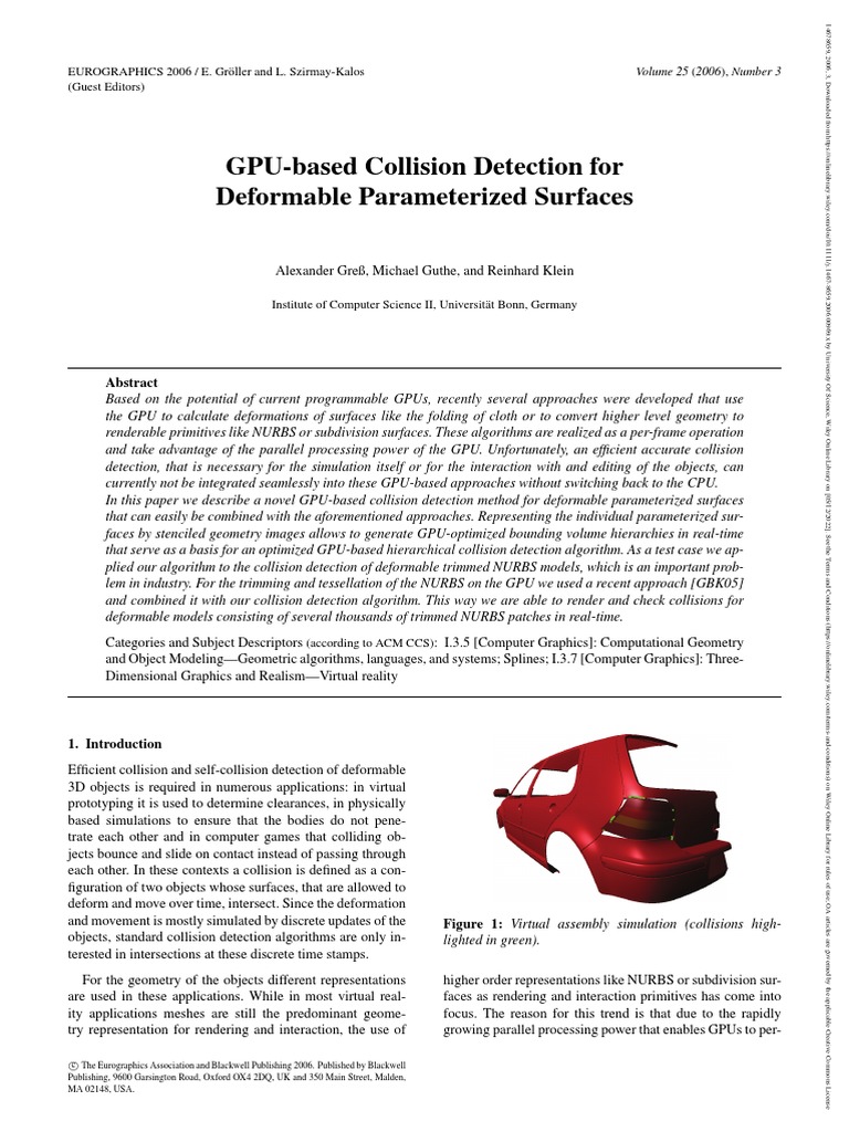 Computer Graphics Forum - 2006 - Gre - GPU Based Collision Detection ... Computer Graphics Forum - 2006 - Gre - GPU Based Collision Detection ...