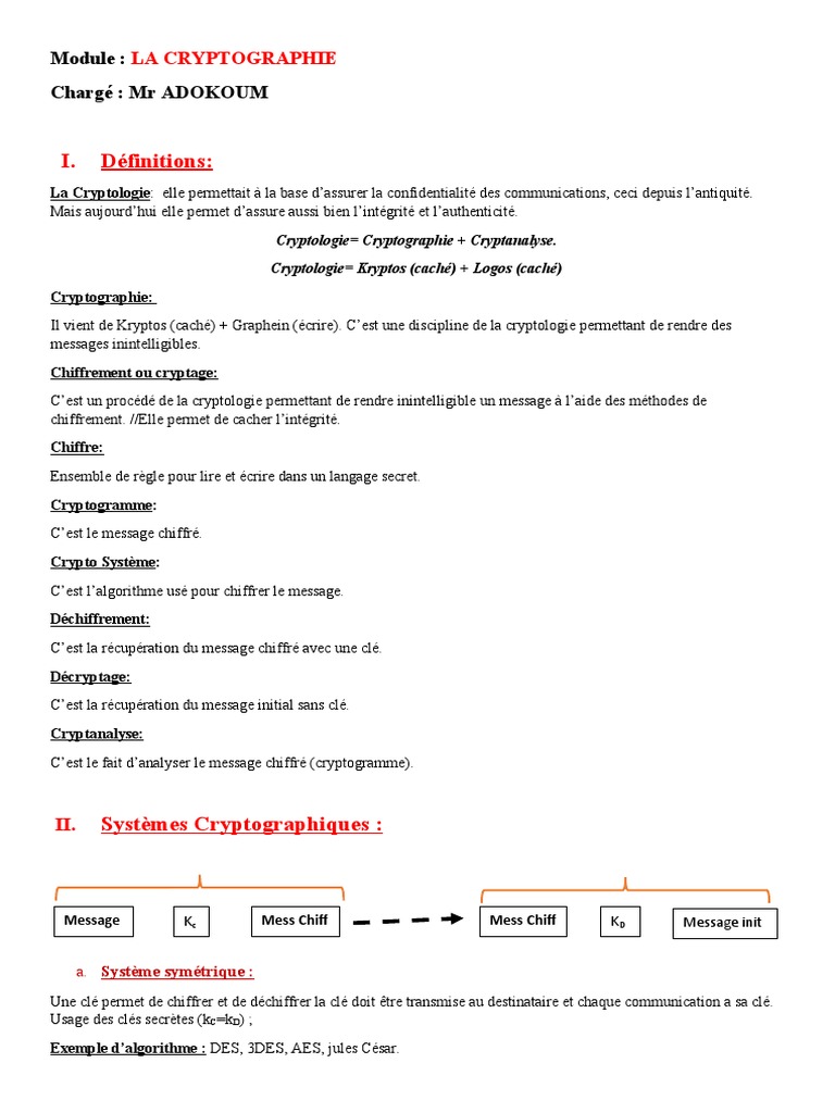 Introduction à la Cryptographie et Sécurité | PDF | Cryptographie ...