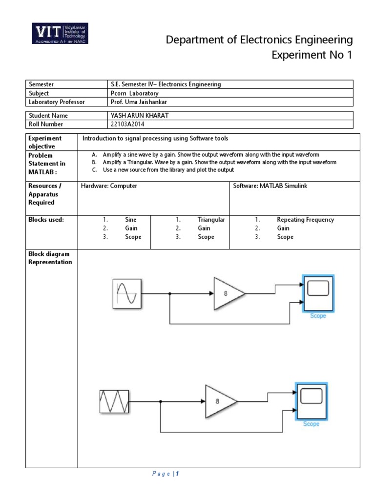 Exp1 Pcom | PDF | Electronic Engineering | Matlab
