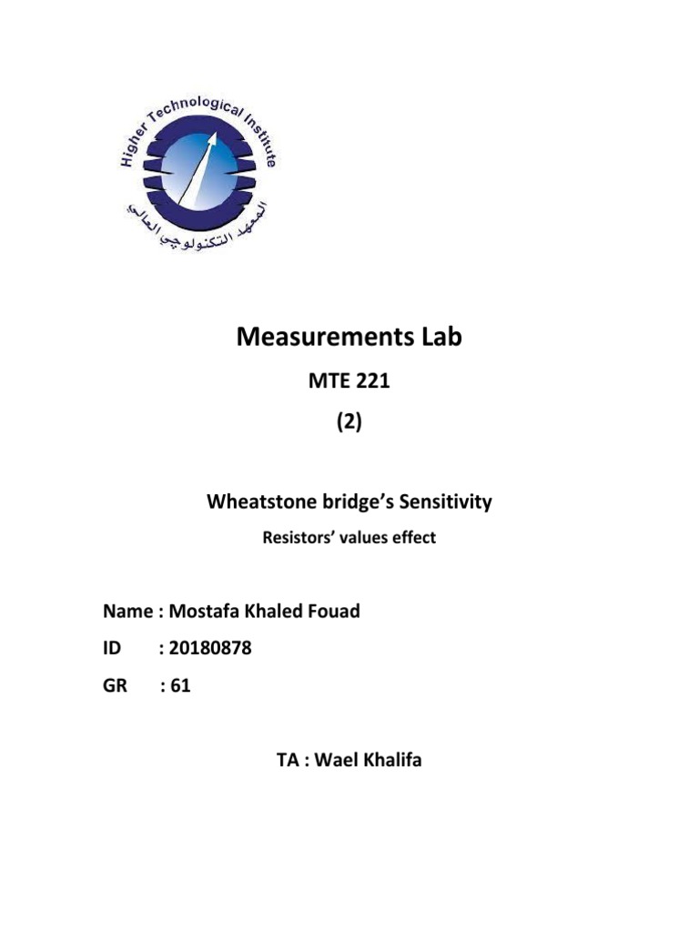 Wheatstone Bridge's Sensitivity, Resistors' Values Effect PDF | PDF ...