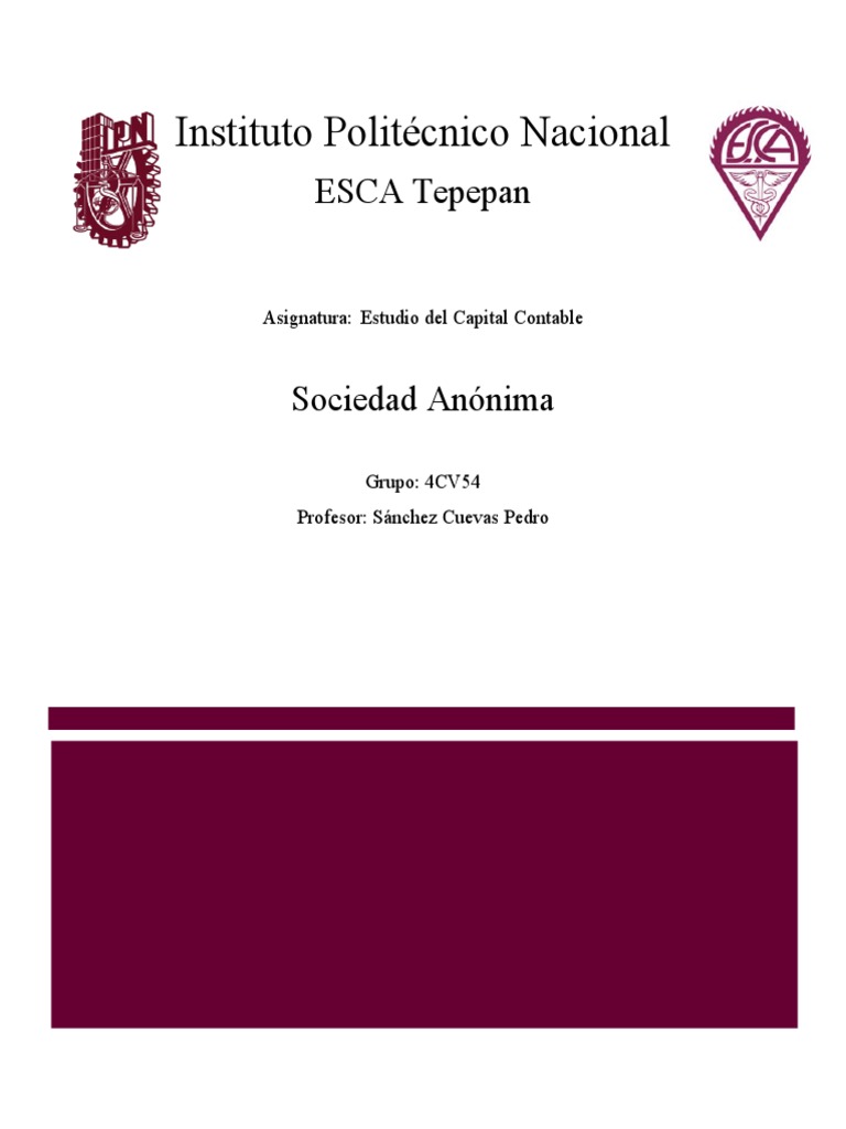 Sociedad Anonima | PDF | Compartir (Finanzas) | Sociedad de responsabilidad limitada