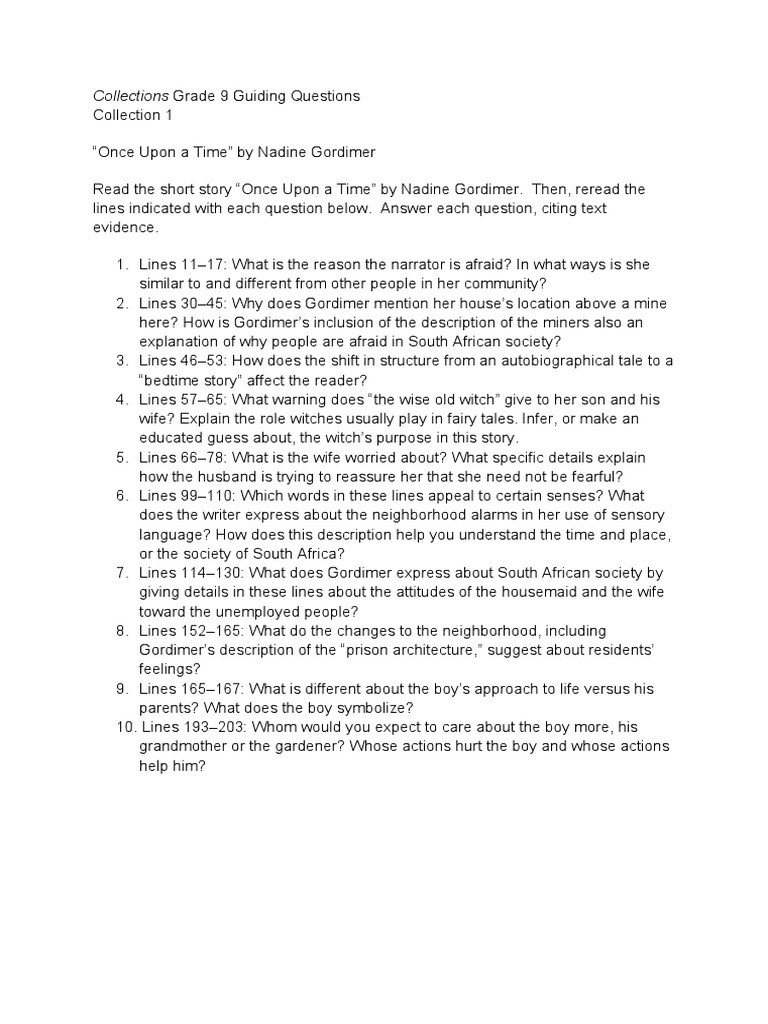 Once Upon A Time - Guiding Questions | PDF | General Fiction