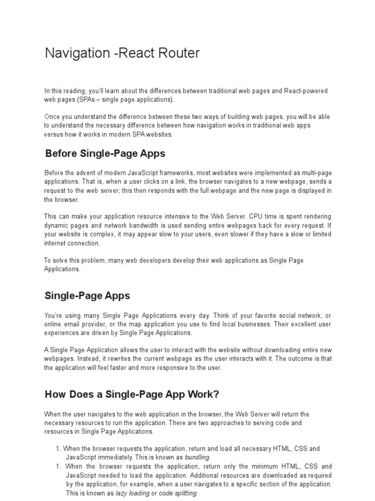 06 React Routers Pdf World Wide Web Internet And Web