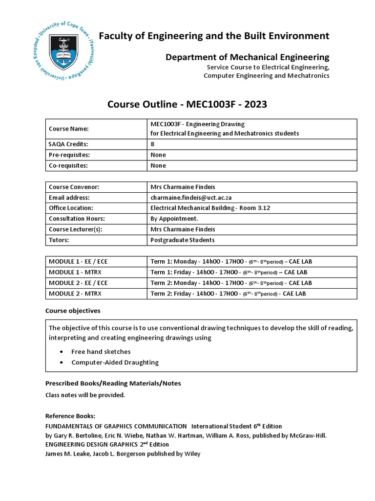 MEC1003F Engineering Drawing Course | PDF | Computer Aided Design | Engineering